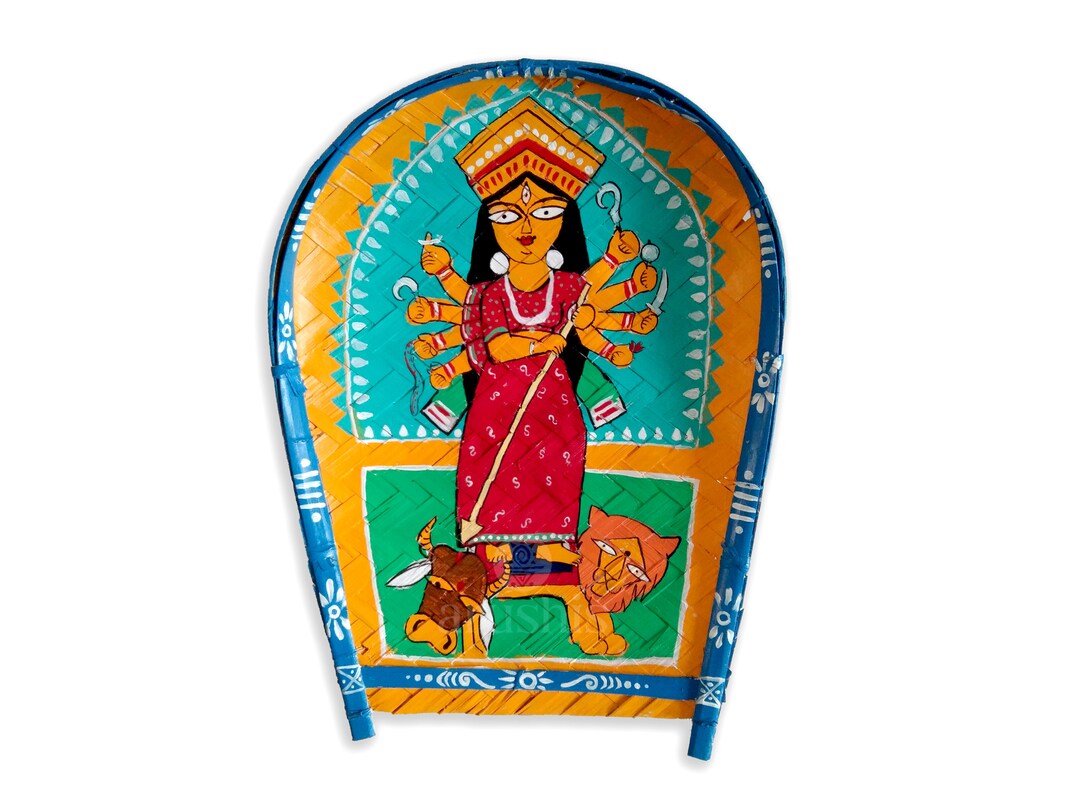 Jamini Roy Durga Hand Painted on Kulo / Jamini Roy Painting / Ma Durga ...