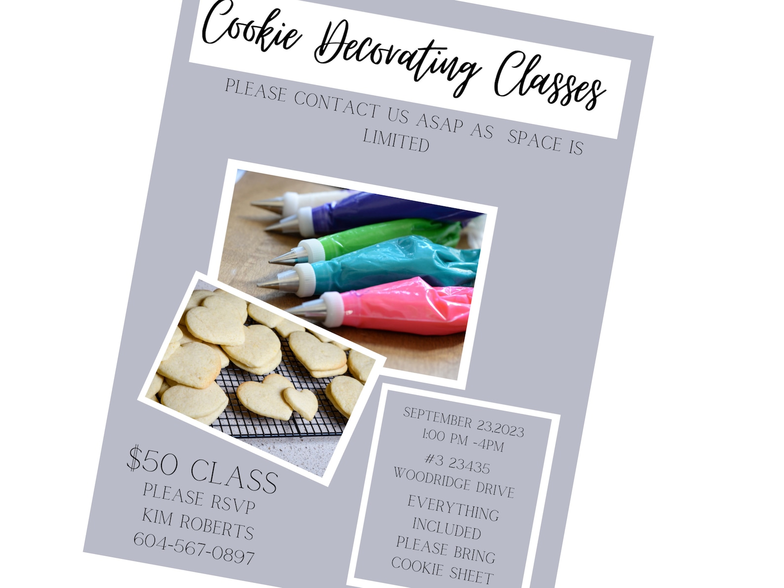 Cookie Decorating Class Flyer or Facebook Advertising - Etsy