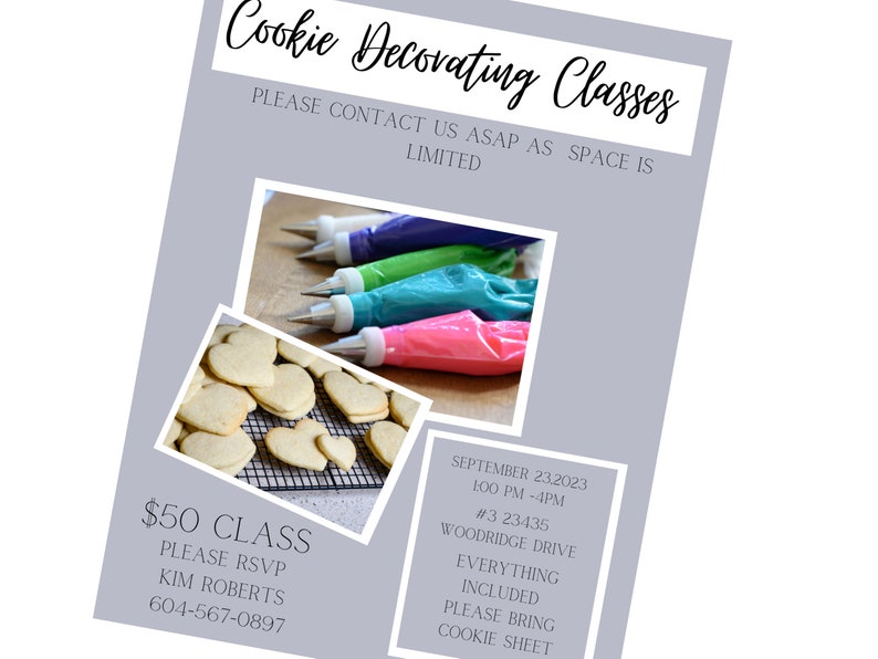 Cookie Decorating Class Flyer or Facebook Advertising - Etsy
