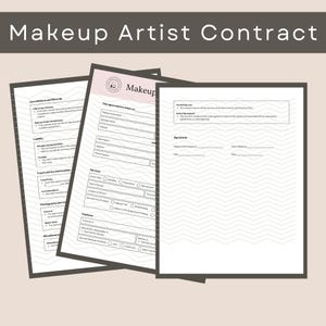 Editable Printable Makeup Artist Contract Template | 3-page MUA ...