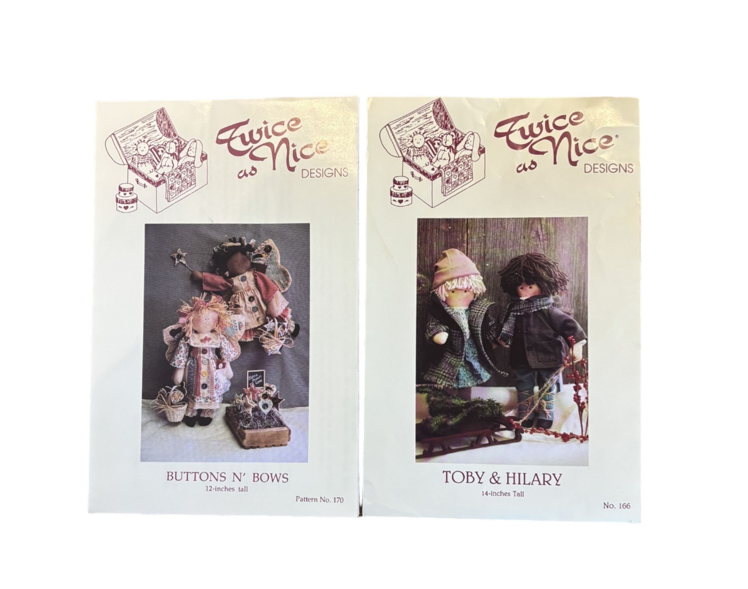Choice of Stuffed Rag Doll Sewing Craft Pattern | 12" Buttons N' Bows ...