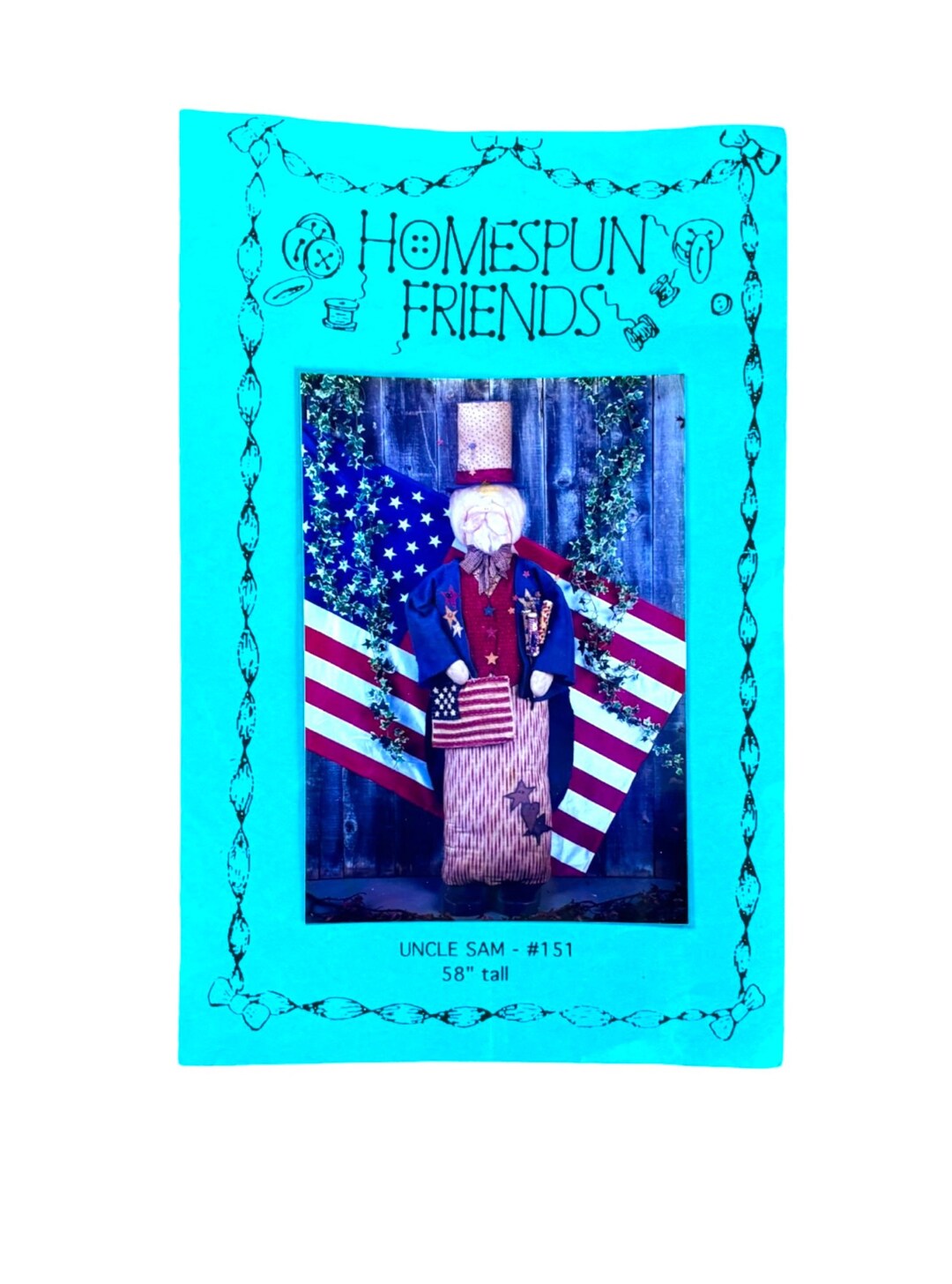 58" Stuffed UNCLE SAM Pattern | Homespun Friends #151 | Full Size, Cut ...