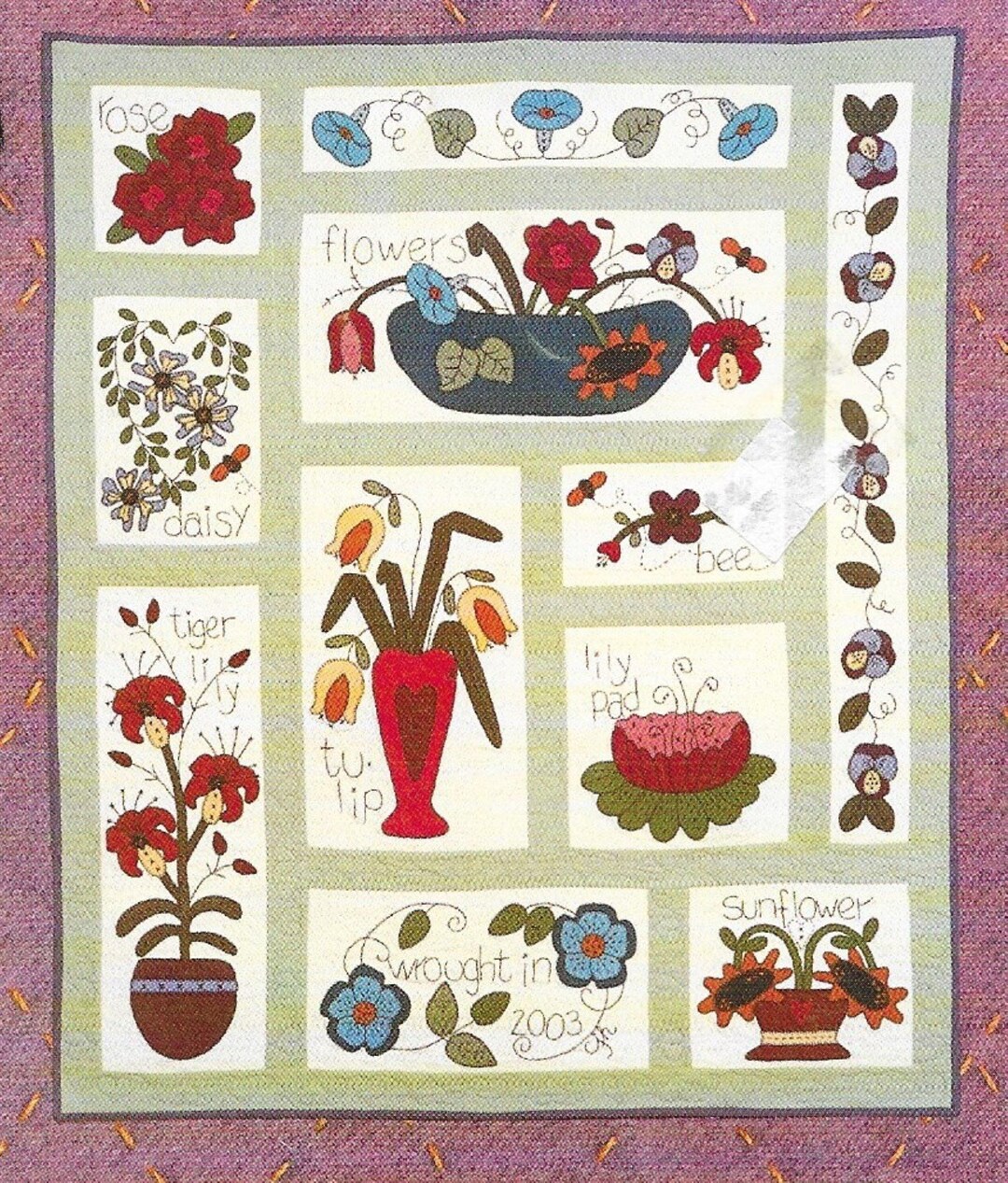 WOOLY FLOWER SAMPLER Quilt Pattern Book | 44 X 52" Wall Hanging ...