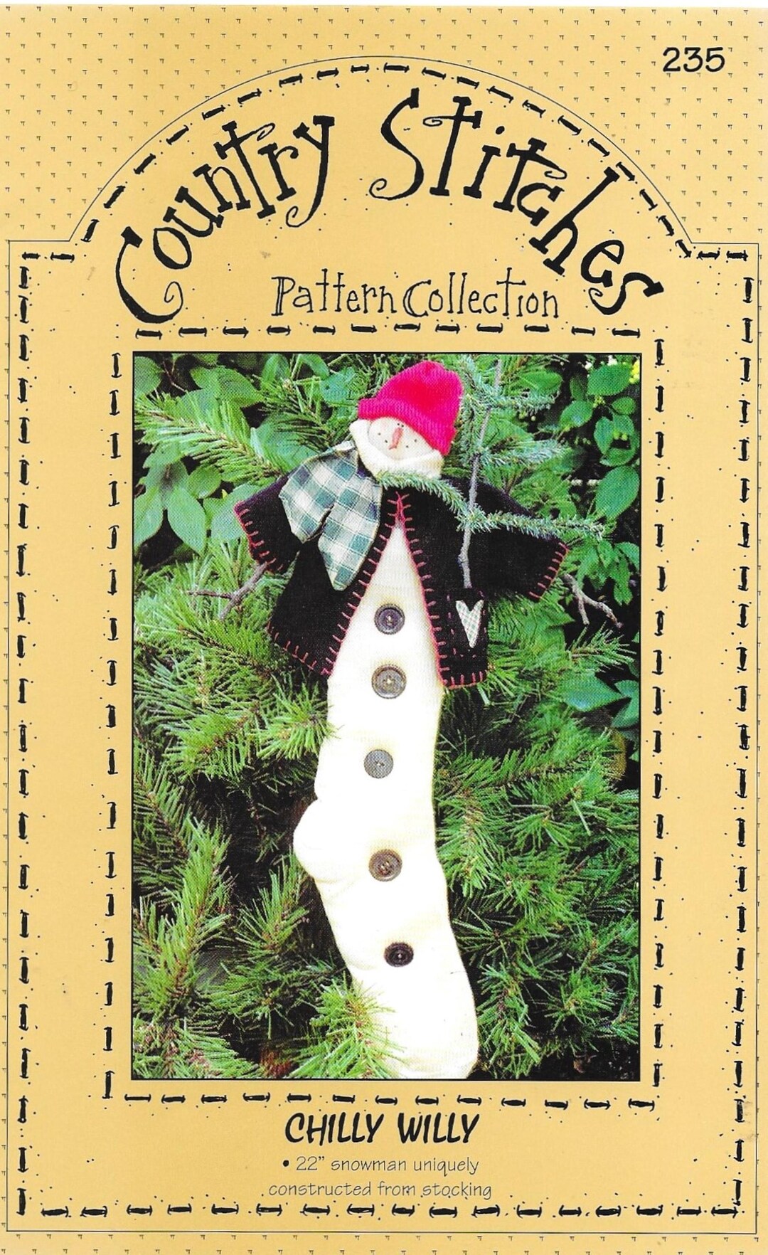 CHILLY WILLY Craft Pattern | 22" Snowman Ornament | Country Stitches ...
