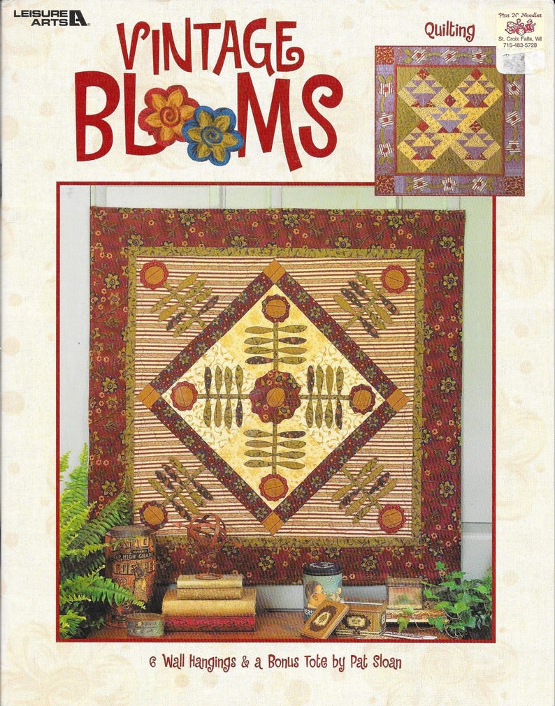 VINTAGE BLOOMS - 6 Project Quilt Pattern Book, Full Size Templates ...