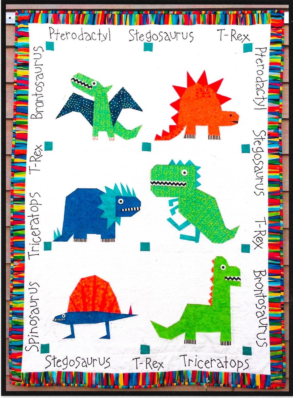 DINOSAUR Quilt Pattern | 44 X 60" Child's Baby Throw Blanket | Made by ...