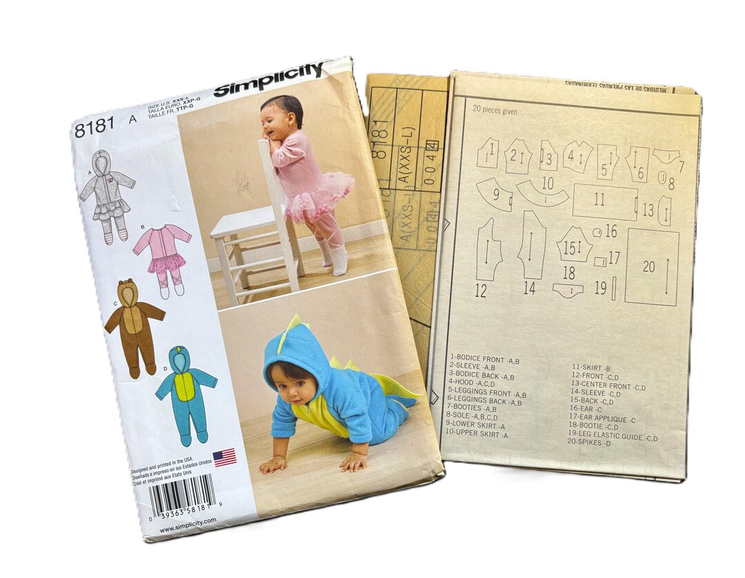 Uncut FF | Baby Romper Pattern | Sizes; Preemie - 18 Months | Simplicity 8181 | 2016 | Ballerina ...