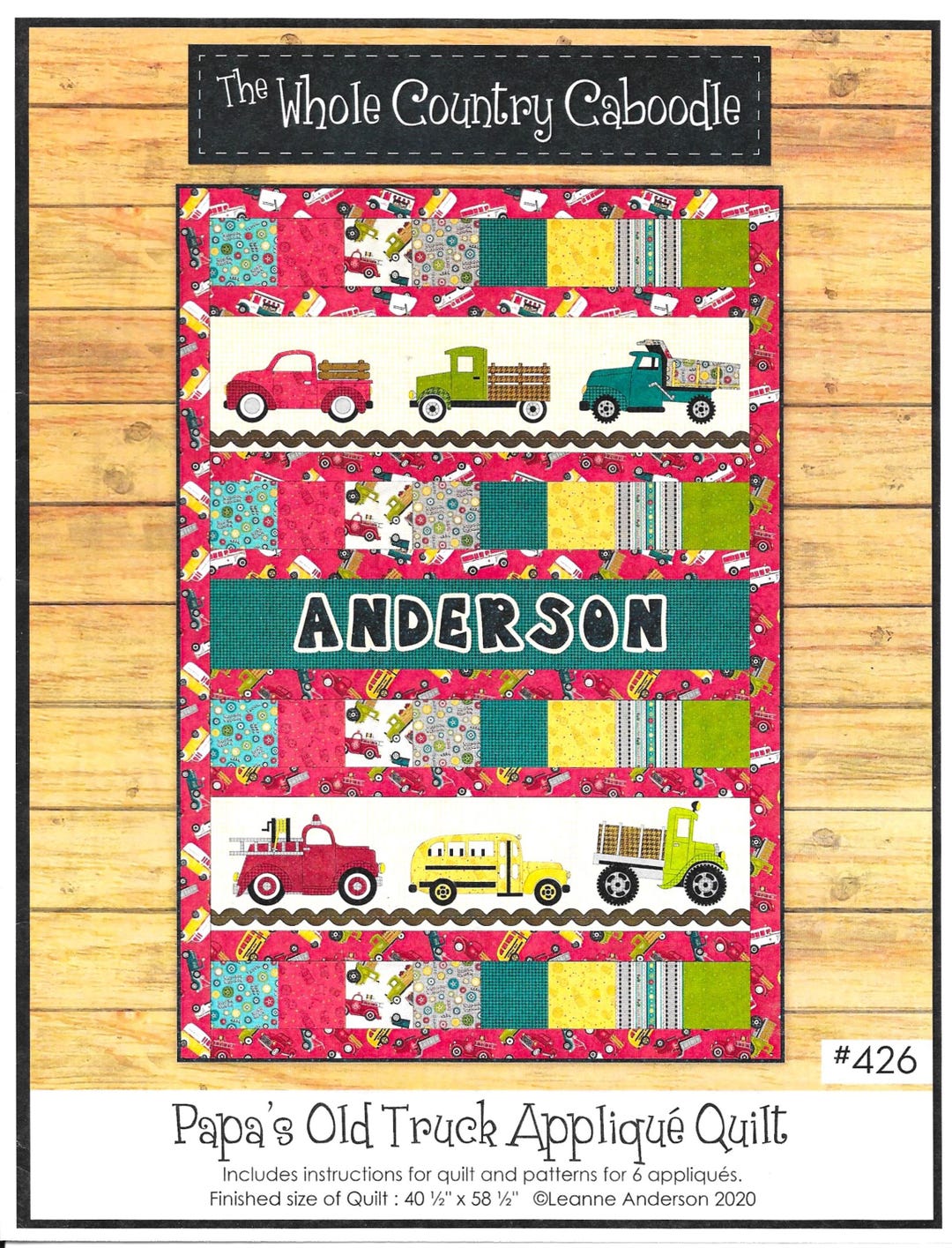 PAPA'S OLD TRUCK Applique Quilt Pattern | 40.5 X 58.5 Child's Baby ...