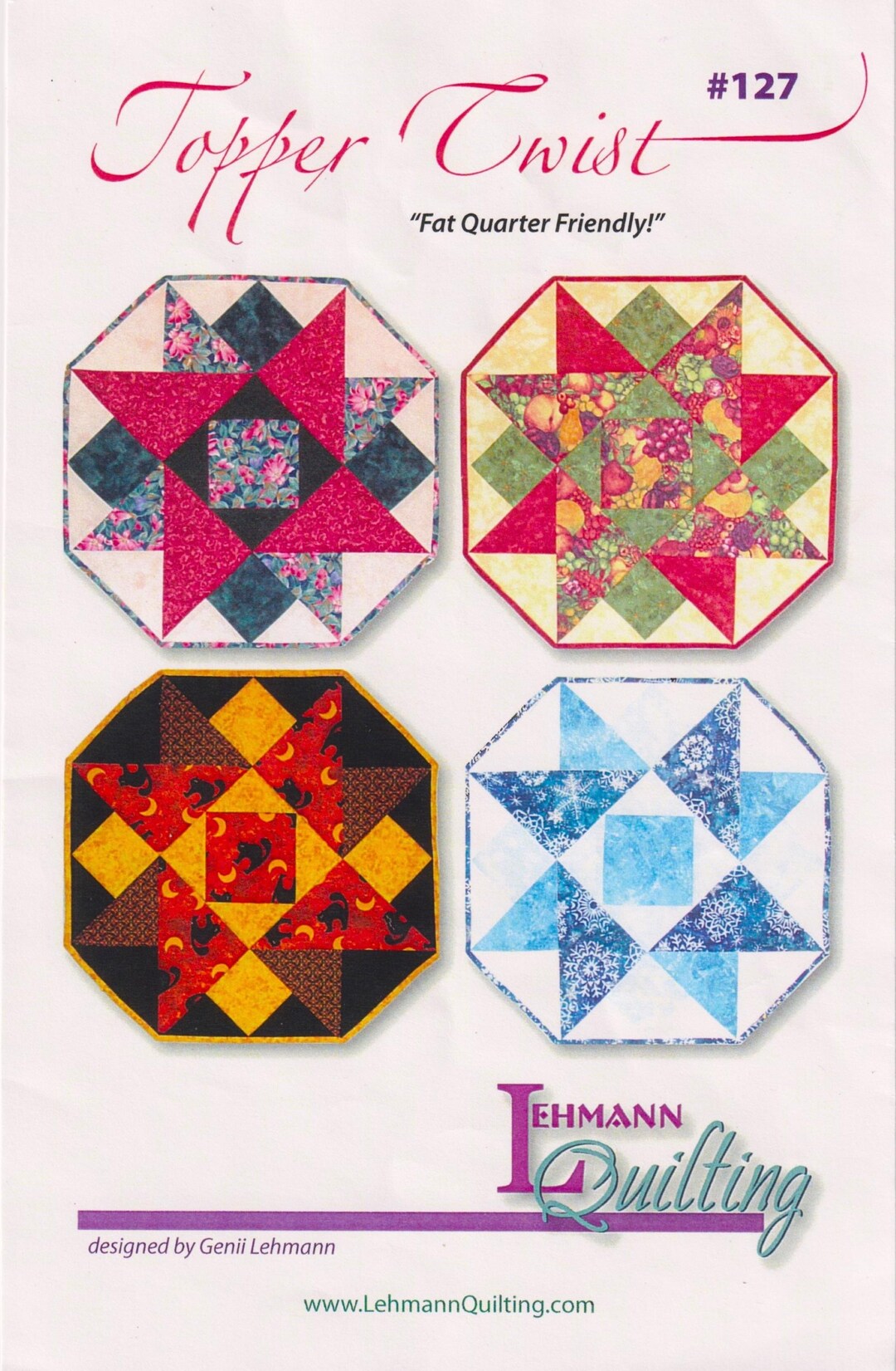 TOPPER TWIST Quilt Pattern - Fat Quarter Friendly | 18.5 X 19.5" Table ...