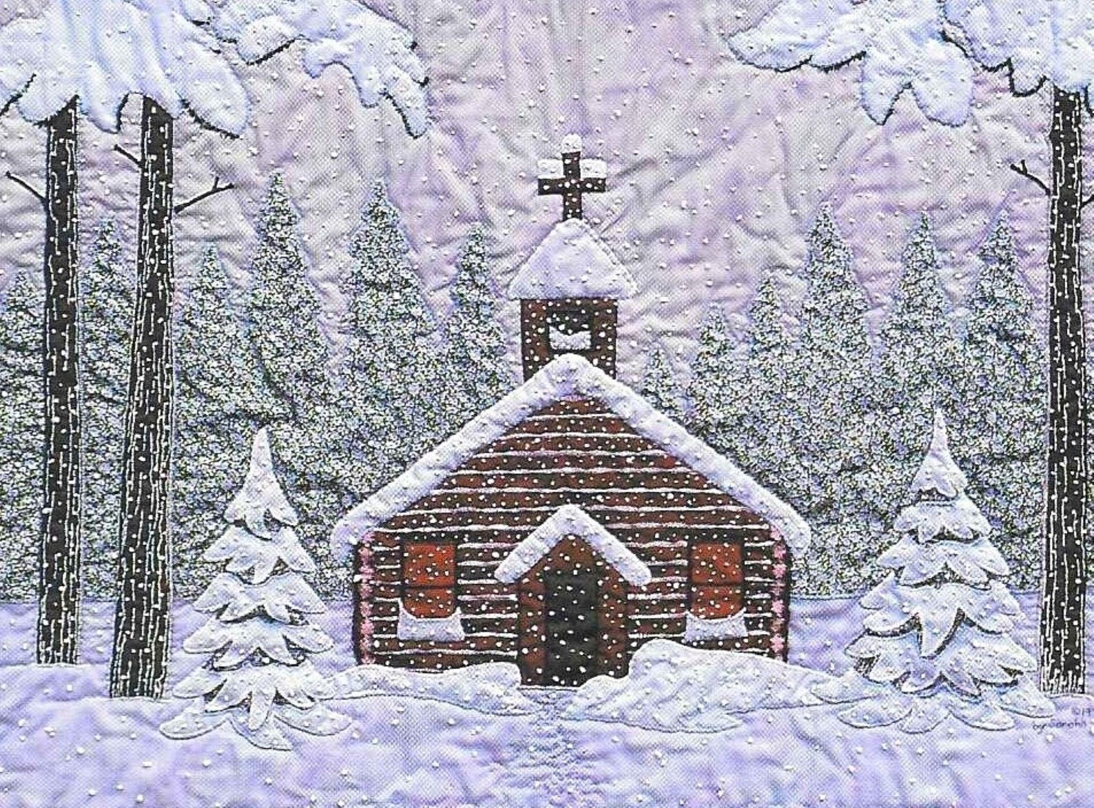 LOG CABIN SNOW Scene Quilt Pattern | 35 X 40" Wall Hanging | Sarah Hass ...