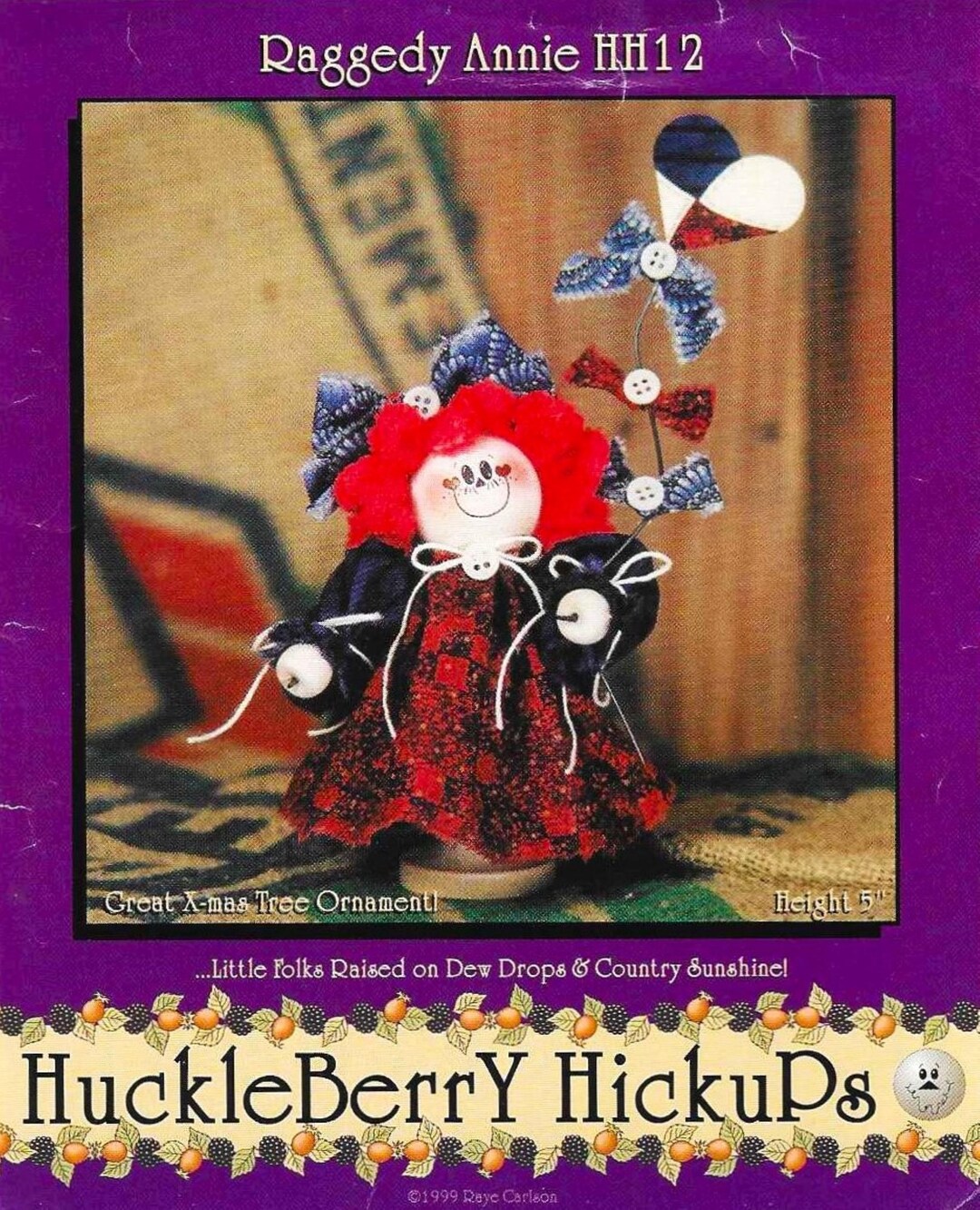 RAGGEDY ANNIE Craft Pattern | 5" Doll / Figure With Patchwork Heart ...