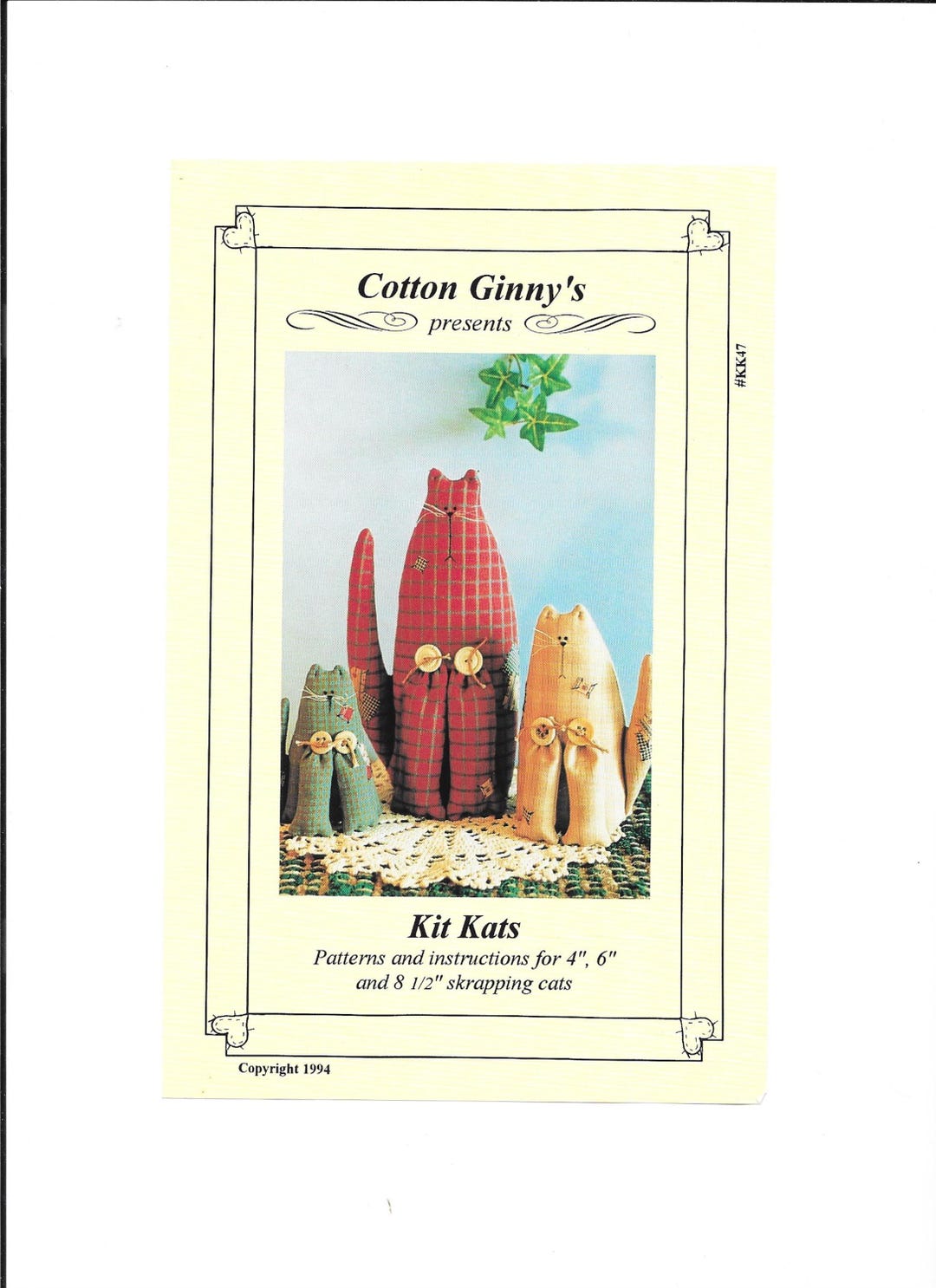KIT KATS Quilt Pattern | Cat Stuffed Animal - 4", 6", 8.5" | Cotton ...