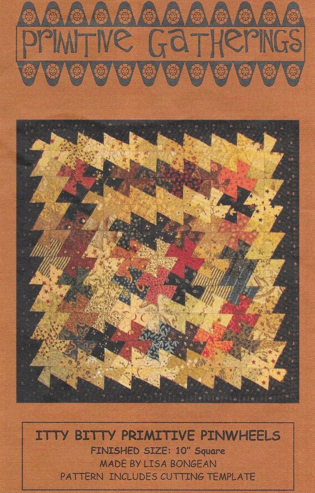 TEMPLATE & Itty Bitty Primitive Pinwheel Quilt Pattern | Primitive ...