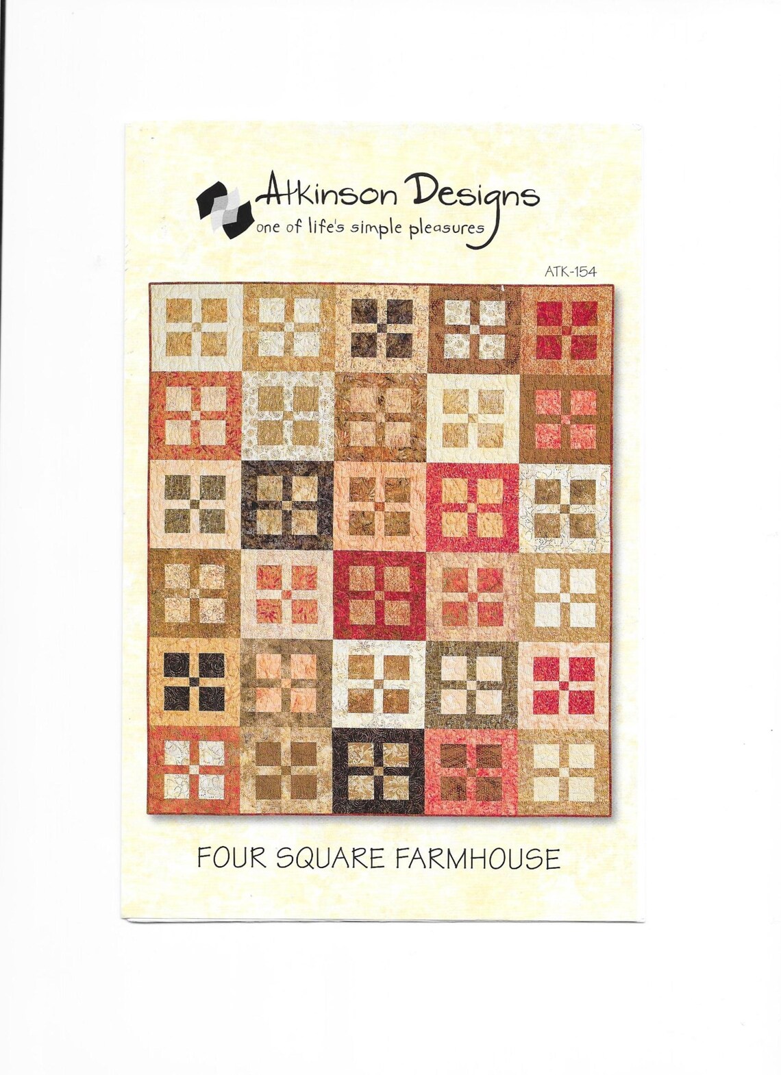 FOUR SQUARE FARMHOUSE Quilt Pattern | Wall Hanging or Bed Quilt | Fat ...