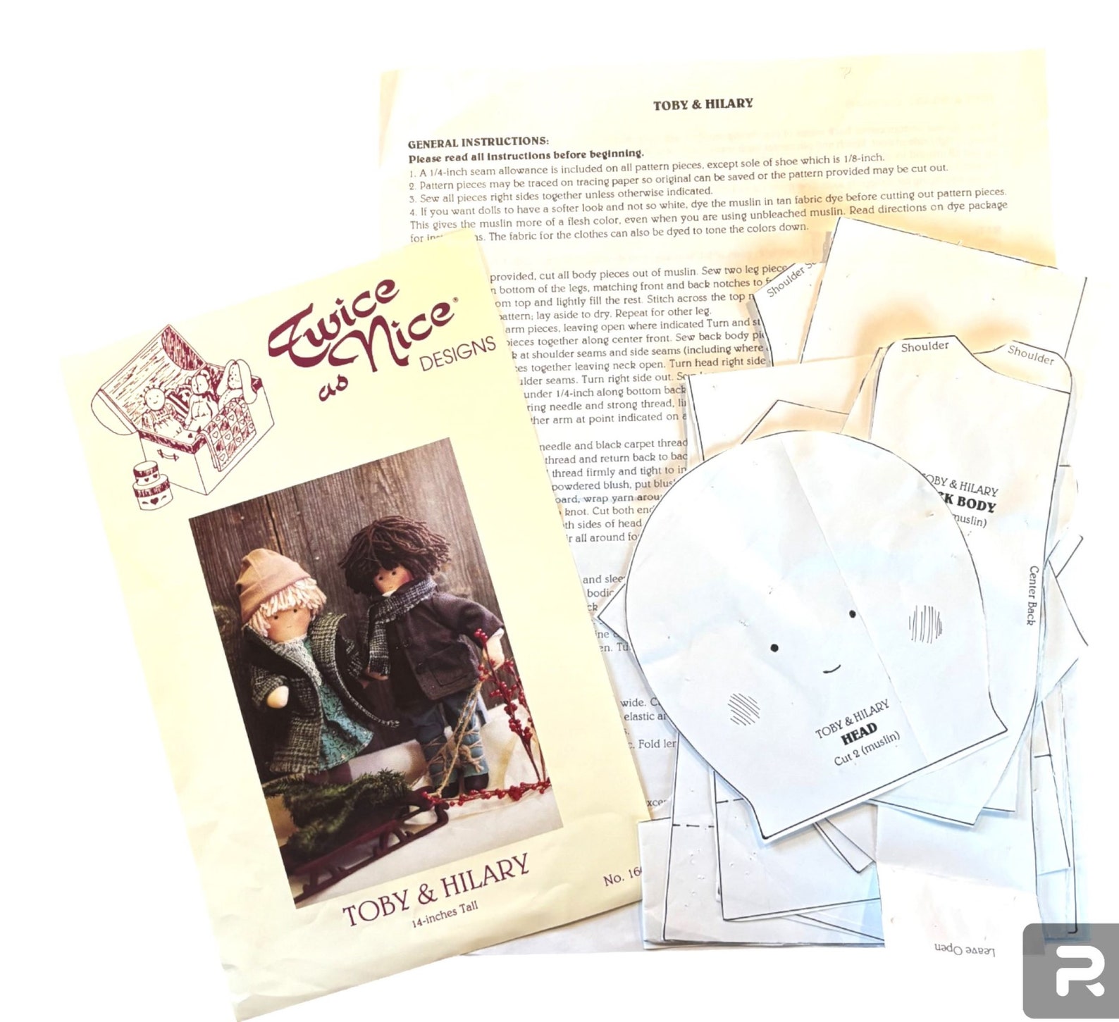 Choice of Stuffed Rag Doll Sewing Craft Pattern | 12" Buttons N' Bows ...