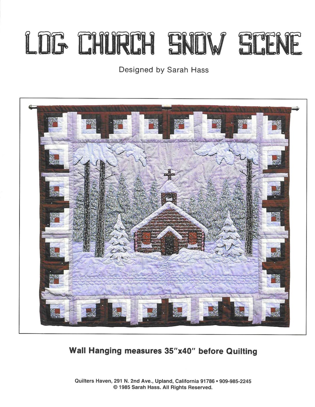 LOG CABIN SNOW Scene Quilt Pattern | 35 X 40" Wall Hanging | Sarah Hass ...