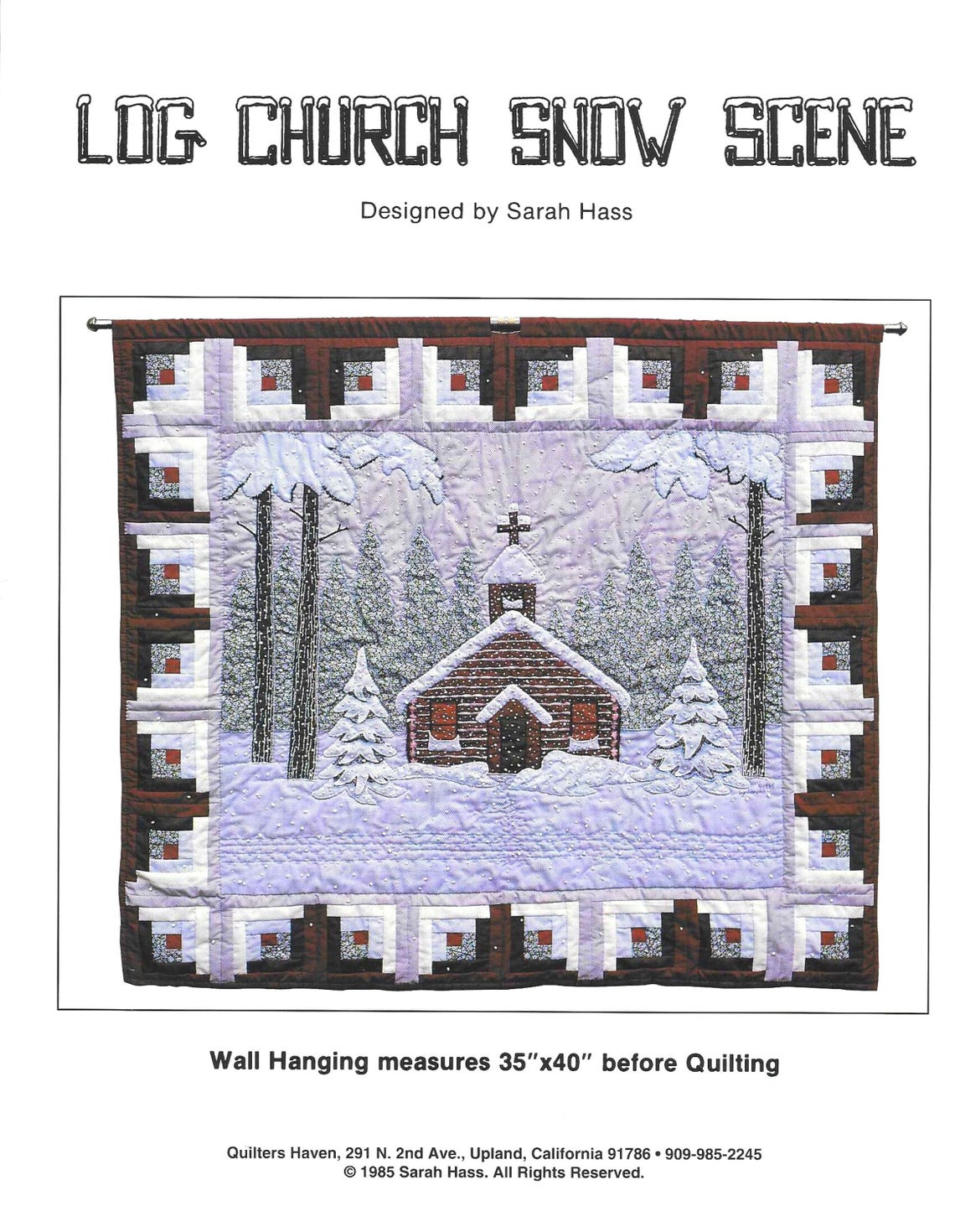 LOG CABIN SNOW Scene Quilt Pattern | 35 X 40" Wall Hanging | Sarah Hass ...