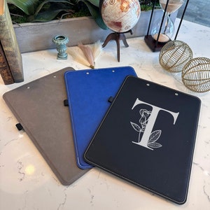 Personalized Name Initial Leather Clipboard, Vegan Leather Clipboard ...