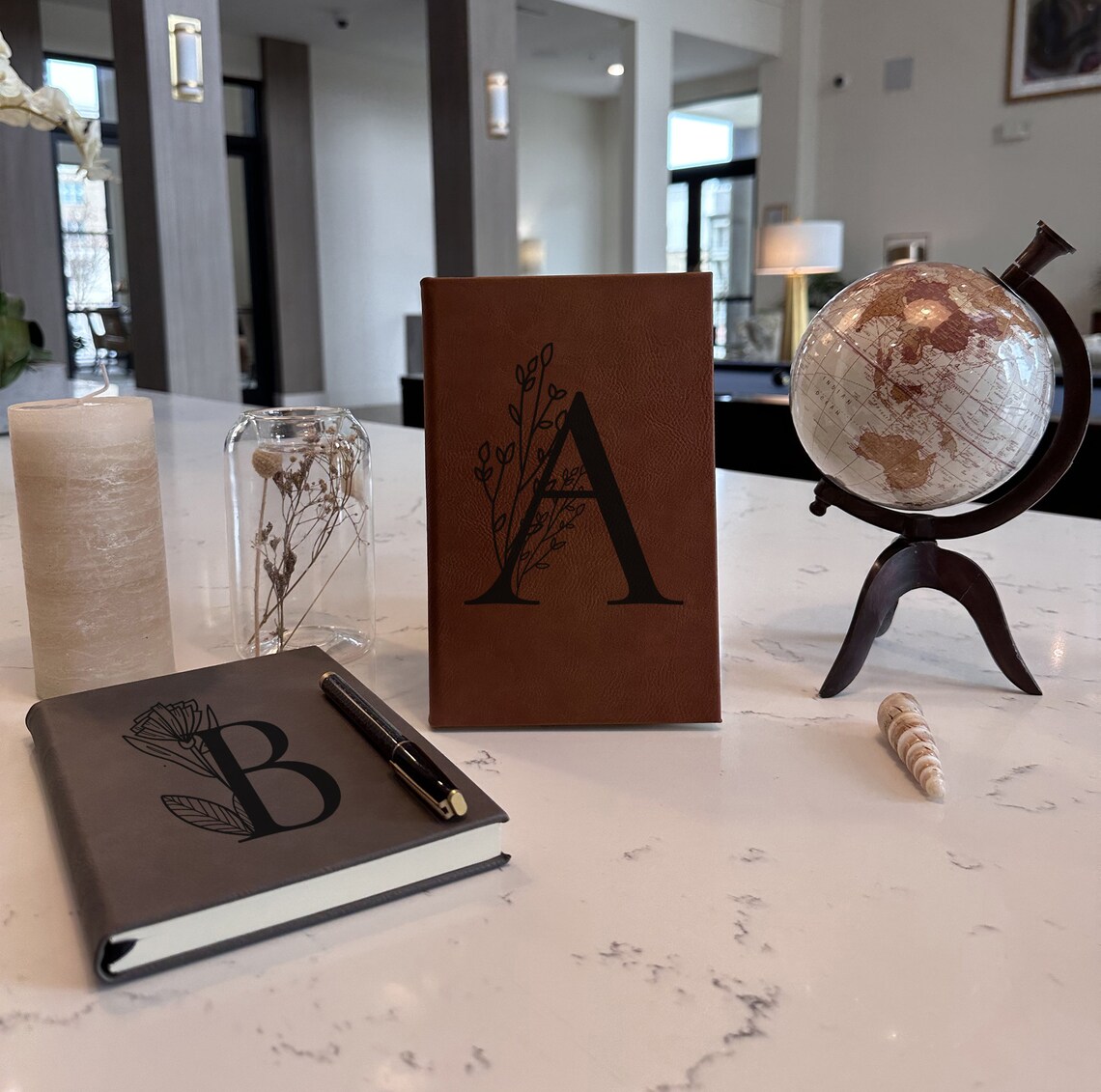 Personalize Your Initial Vegan Leather Journal, Customized Gifts ...
