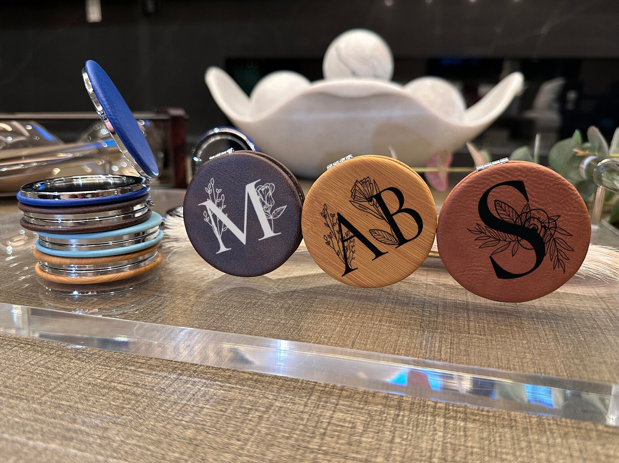 Initialized Compact Mirror Personalized Compact Mirror - Etsy