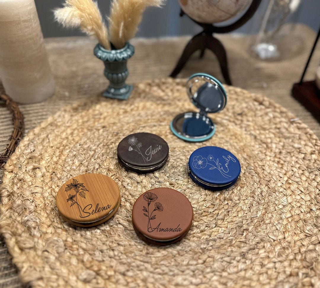 Birth Month Flower Compact Mirror, Personalized Compact Mirror, Birth ...