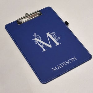 Personalized Name Initial Leather Clipboard, Vegan Leather Clipboard ...