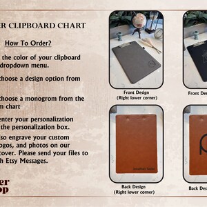 Personalized Name Initial Leather Clipboard, Vegan Leather Clipboard ...