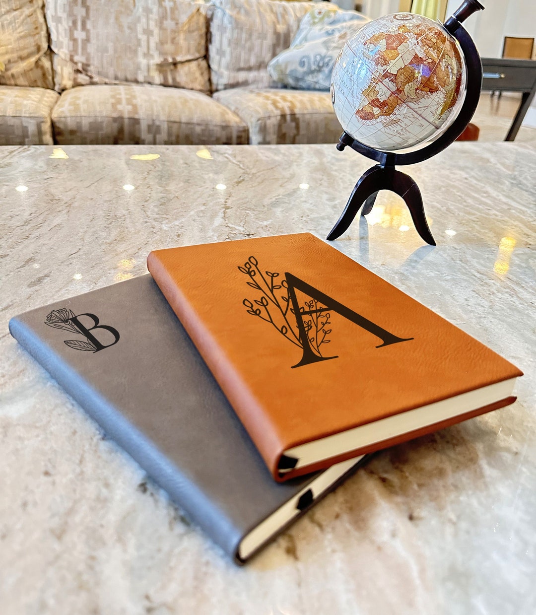 Personalize Your Initial Vegan Leather Journal, Customized Gifts ...