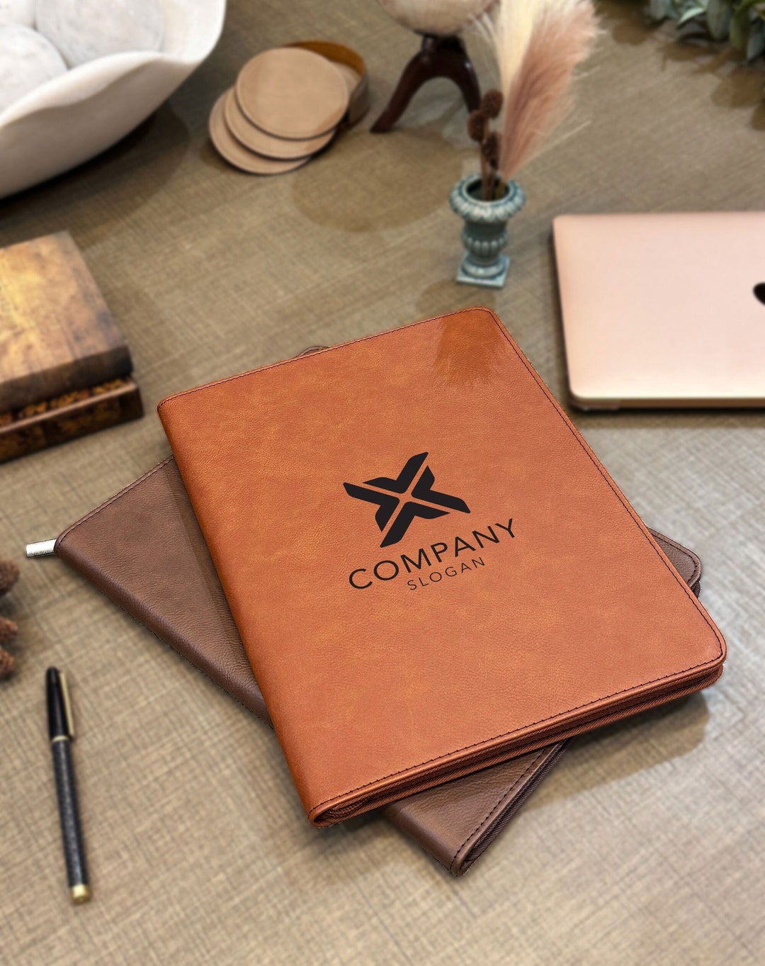 Custom Company Leather Portfolio, Personalized Company Logo Portfolio ...