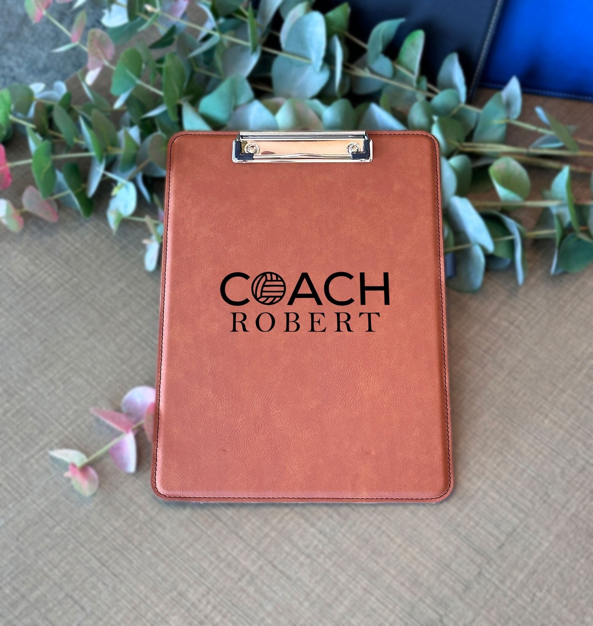 Custom Coach Name Clipboard, Personalized Leather Clipboard, Volleyball ...