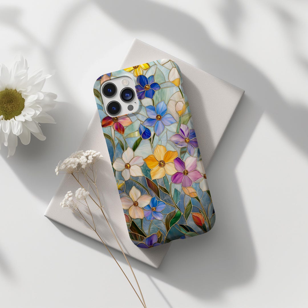 Flower Stained Glass Effect Phone Case Mosaic Floral Phone Cover iPhone ...