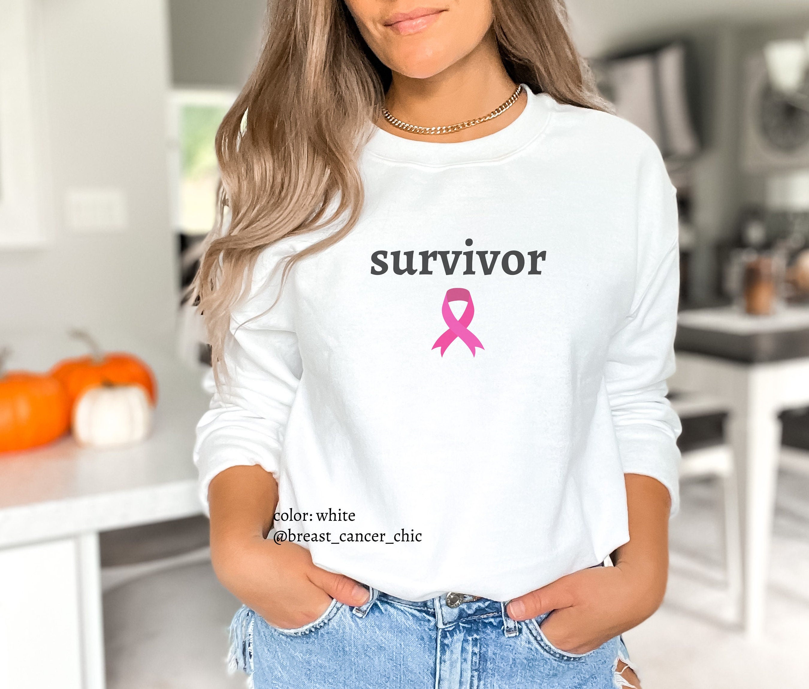 Breast Cancer Survivor Champion Brand Sweatshirt Pink Ribbon Plus Sizes ...