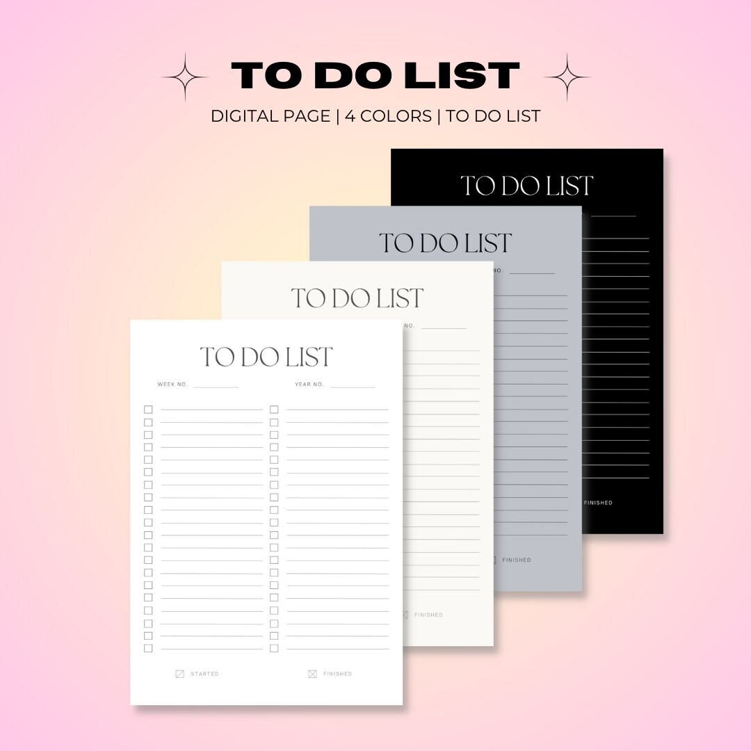 To Do List Daily Checklist Task List Minimalist Digital Planner ...