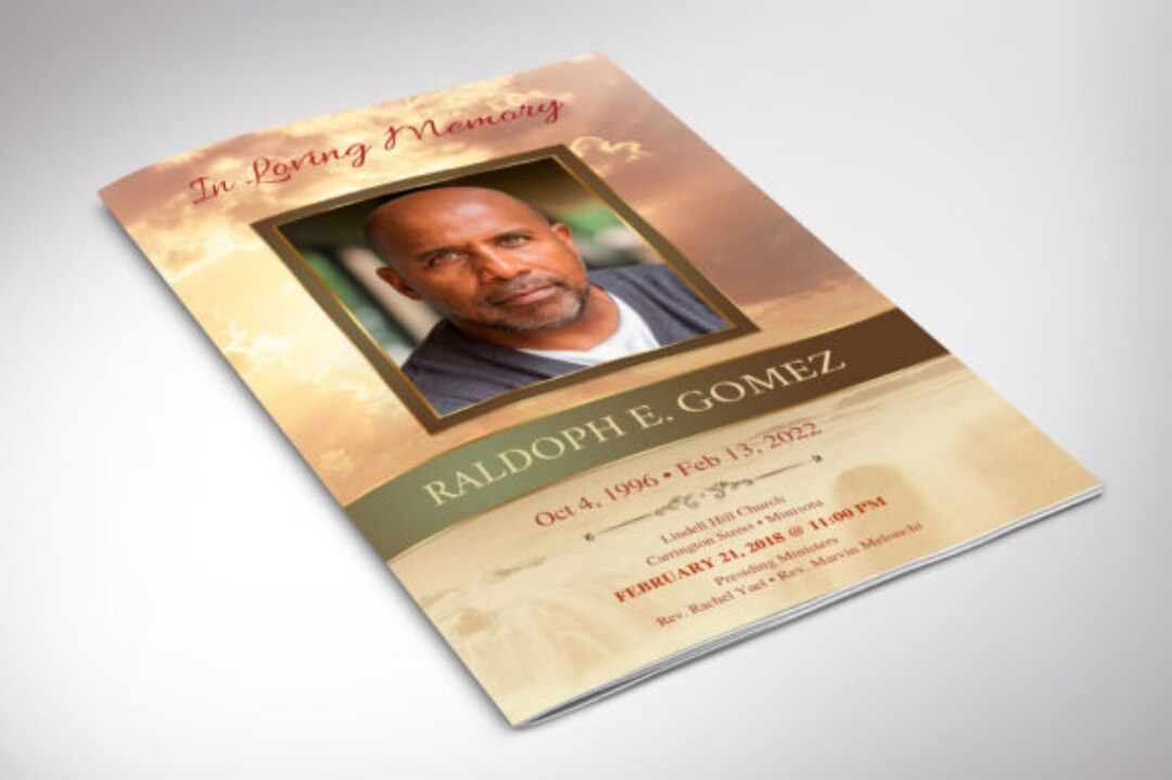 Memorial Service Program Customizable Memorial Program Funeral ...
