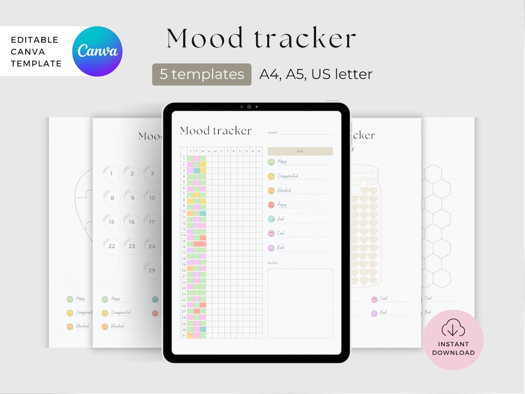 Mood Tracker Emotions Tracker Printable Cbt Worksheets Self - Etsy ...