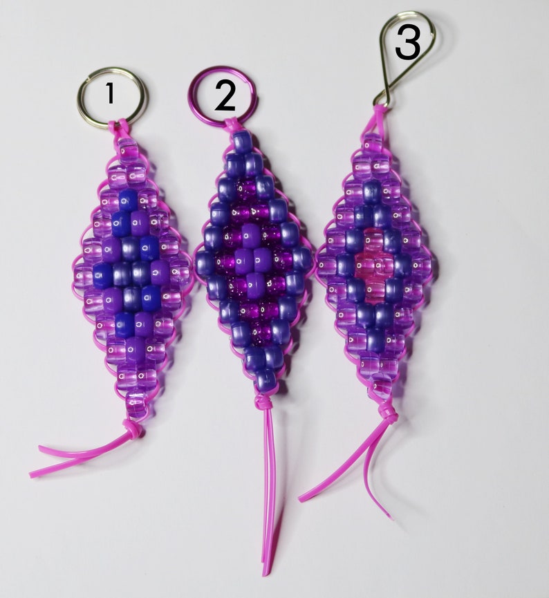 Diamond Shape Pony Bead Keychain - Etsy