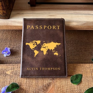 Personalized Name Engraved Leather Passport Holder, Custom Passport ...