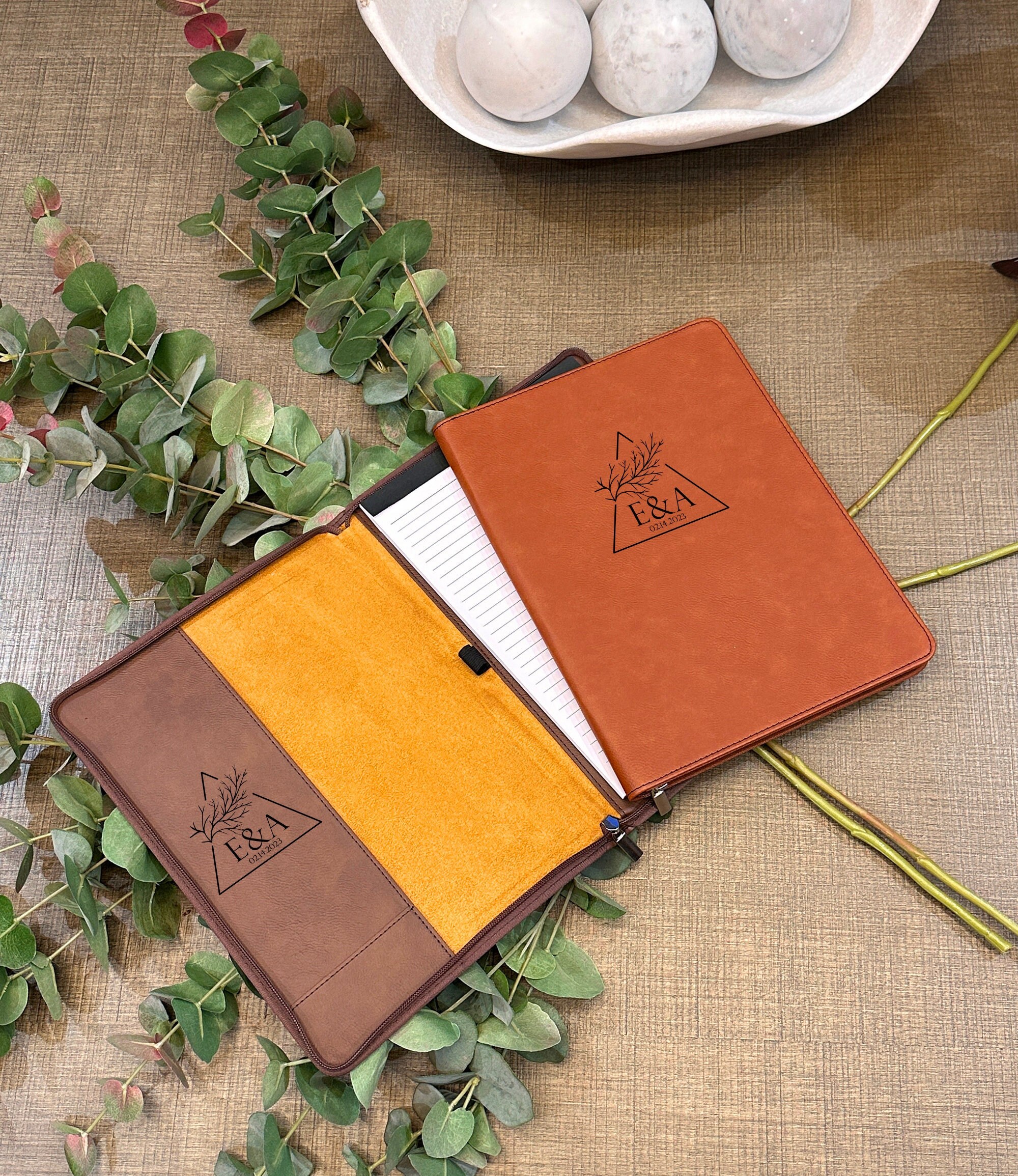 Custom Leather Portfolio Couple Initials Leather Portfolio - Etsy