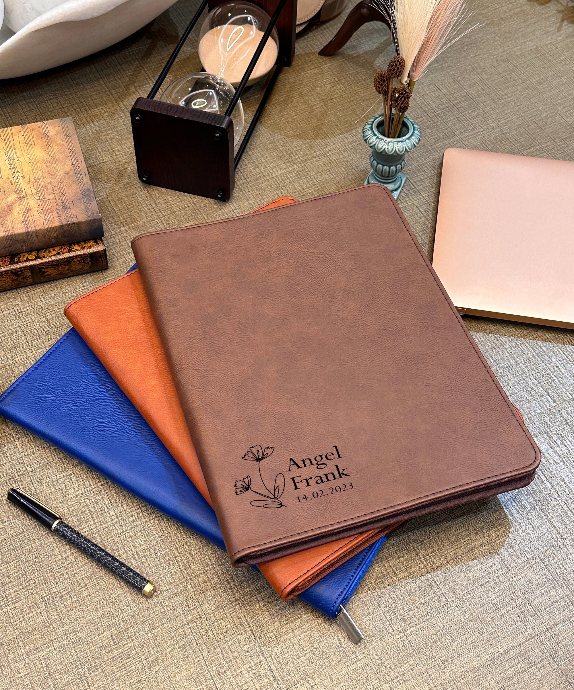 Custom Leather Portfolio Couple Initials Leather Portfolio - Etsy