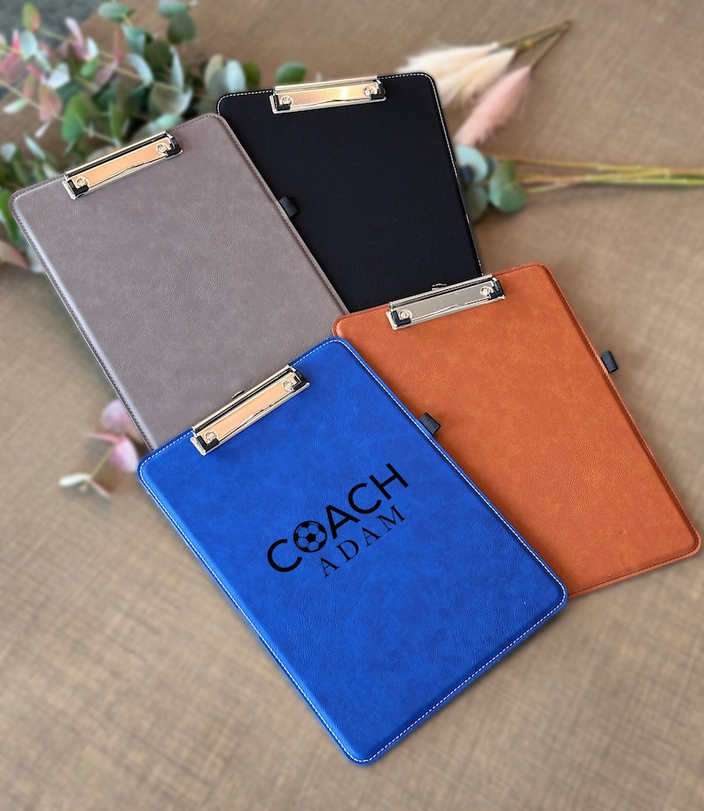Custom Coach Name Engraved Leather Clipboard, Personalized Leather ...