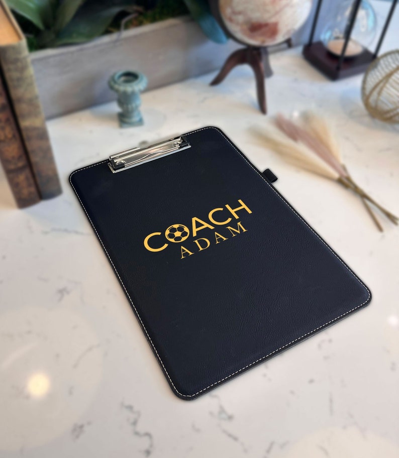 Custom Coach Name Engraved Leather Clipboard, Personalized Leather ...