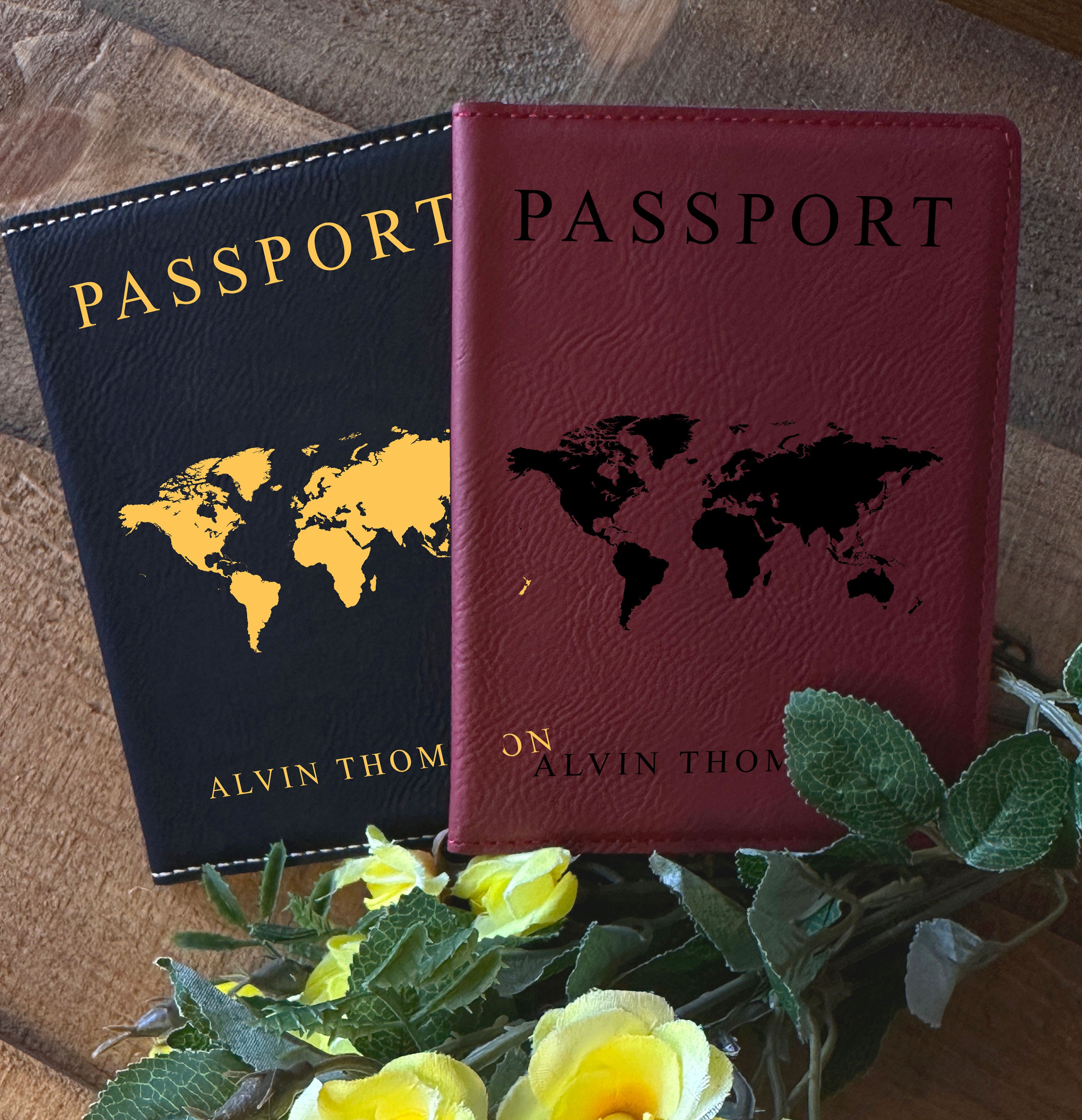 Personalized Name Engraved Leather Passport Holder, Custom Passport ...