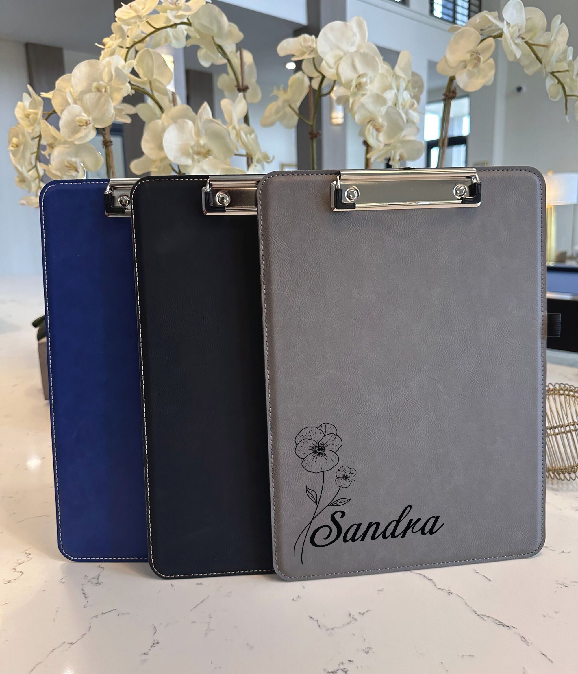 Birth Month Flower Engraved Clipboard Custom Name Clipboard Engraved ...