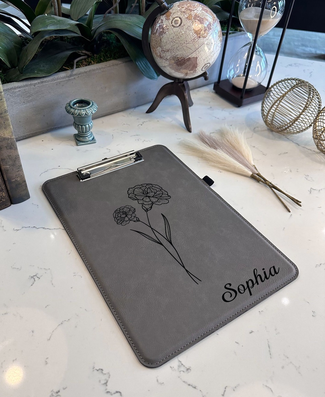 Birth Month Flower Engraved Clipboard Custom Name Clipboard Engraved ...