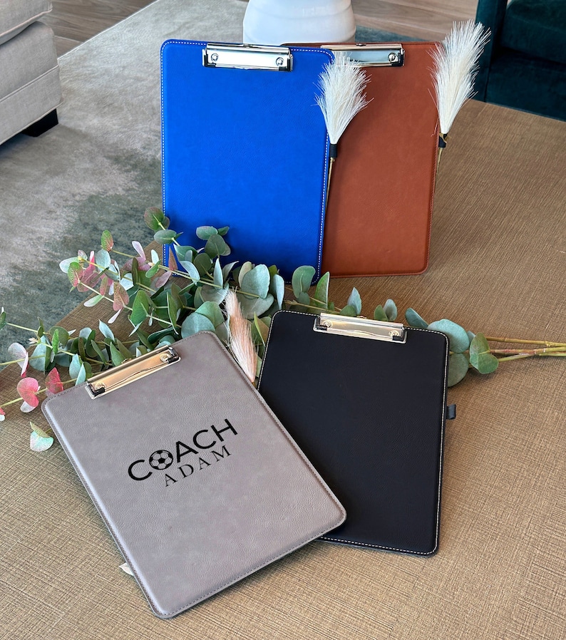 Custom Coach Name Engraved Leather Clipboard, Personalized Leather ...