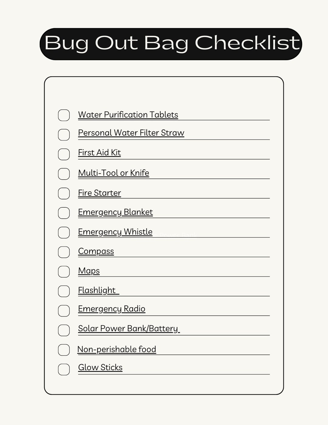 Bug Out Bag Checklist Template With Links - Etsy Bug Out Bag Checklist Template With Links - Etsy