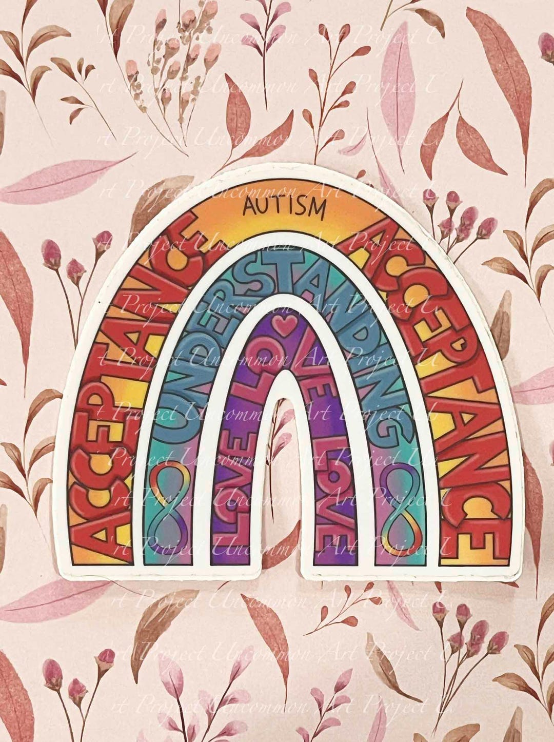 Autism Acceptance Rainbow Vinyl Sticker Understanding Love Cute ...
