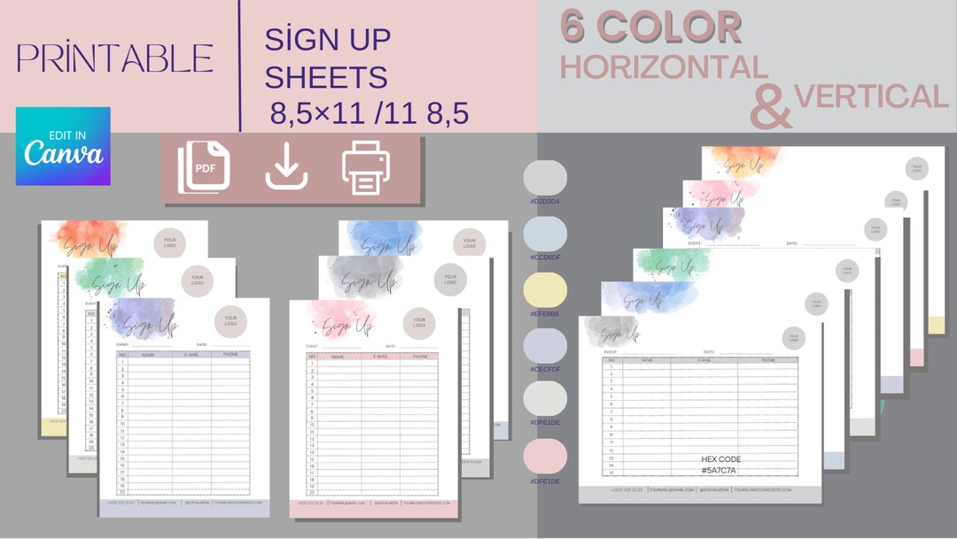 Editable Sign up Sheet Template, Printable Sign up Template, Event Sign ...