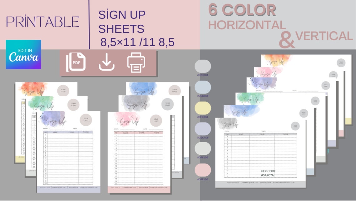 Editable Sign up Sheet Template, Printable Sign up Template, Event Sign ...