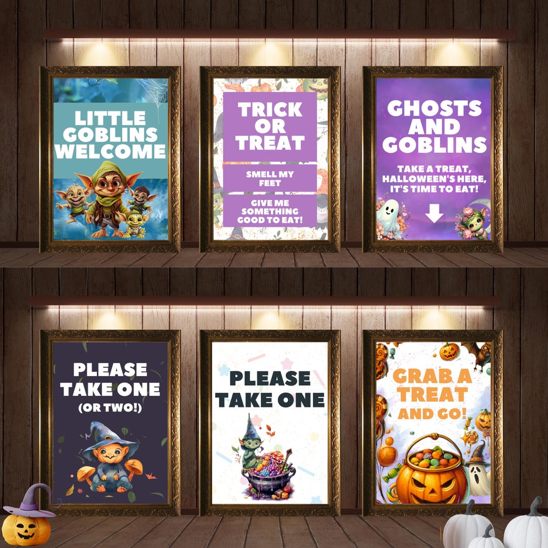 Printable Halloween Trick or Treat Signs Bundle, Please Take One ...